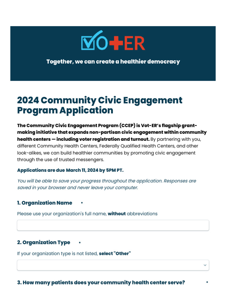 2024 Community Civic Engagement Program Application | PDF | Civic ...