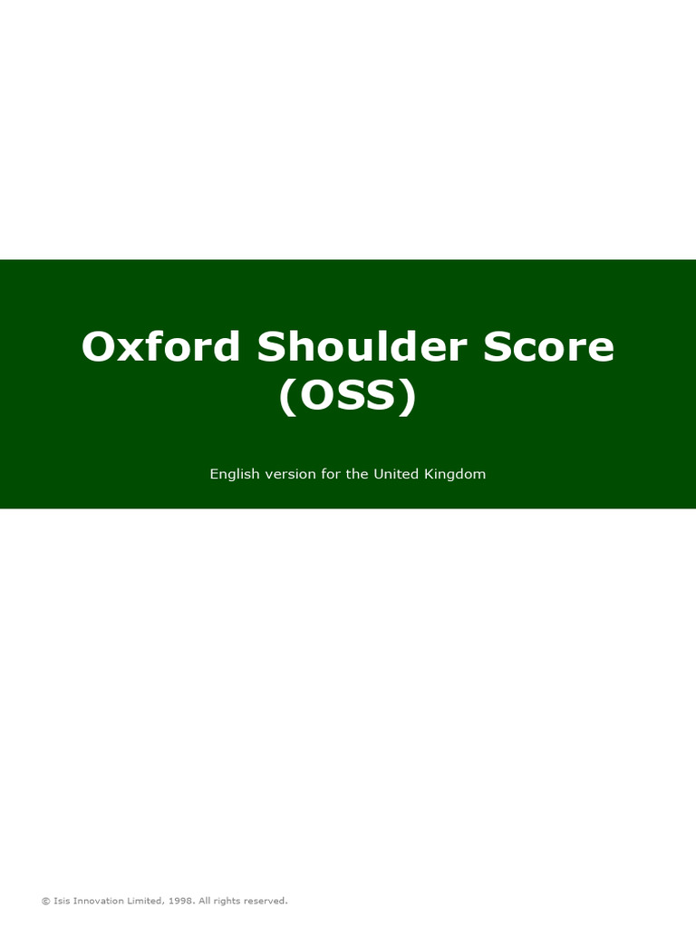 Oxford Shoulder Score Questionnaire | PDF