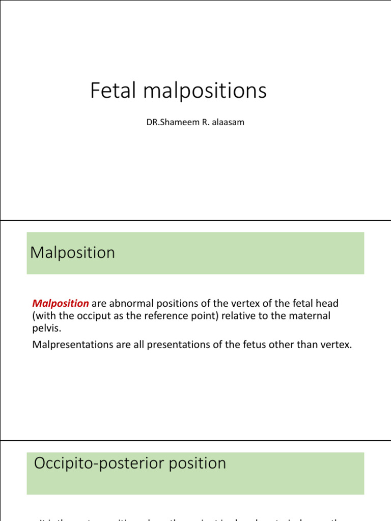 Malposition | PDF | Childbirth | Pelvis