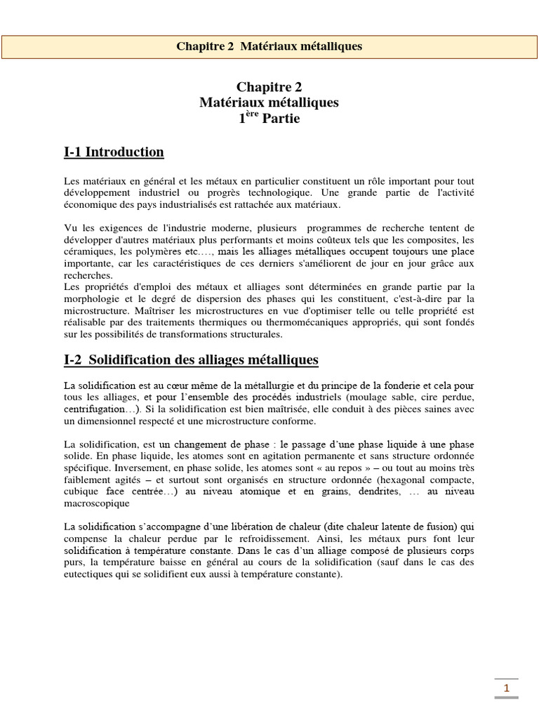 Solidification des alliages métalliques | PDF | Alliage | Solidification