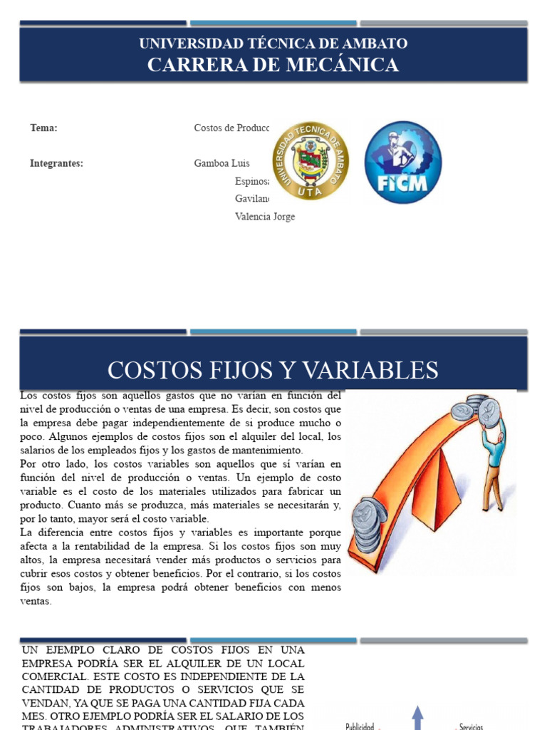 Costos Fijos y Variables en Producción | PDF | Business | Costo