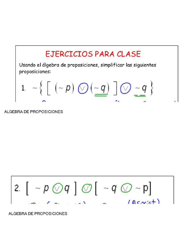 Practica de Algebra de Proposiciones | PDF
