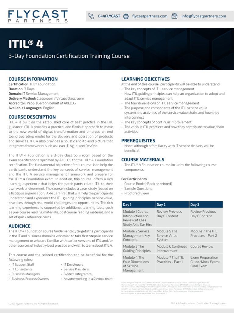 ITIL 4 Foundation Certification Training Course | PDF | It Service Management | Business