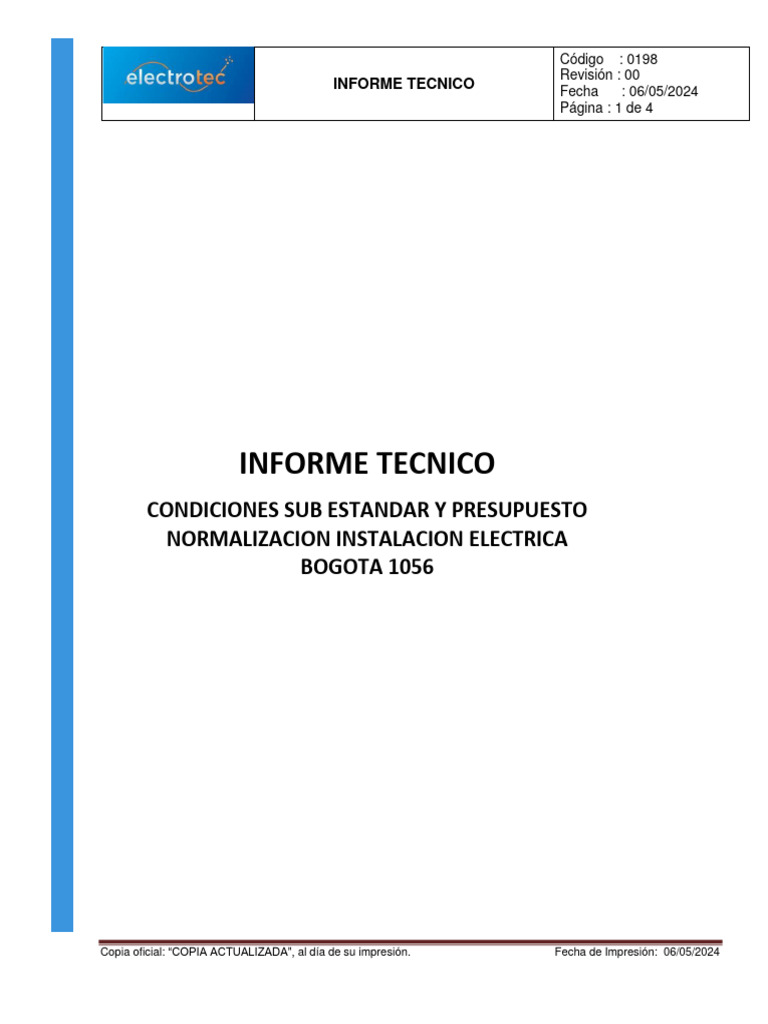 Informe Tecnico N°197 Bogota 1056 | PDF