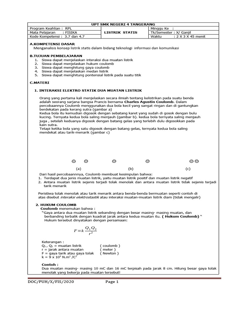 Rumus dan Konsep Listrik Statis | PDF