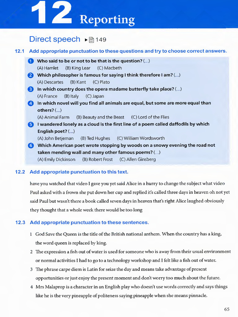 Reporting Speech Exercises OPGA | PDF | Linguistics