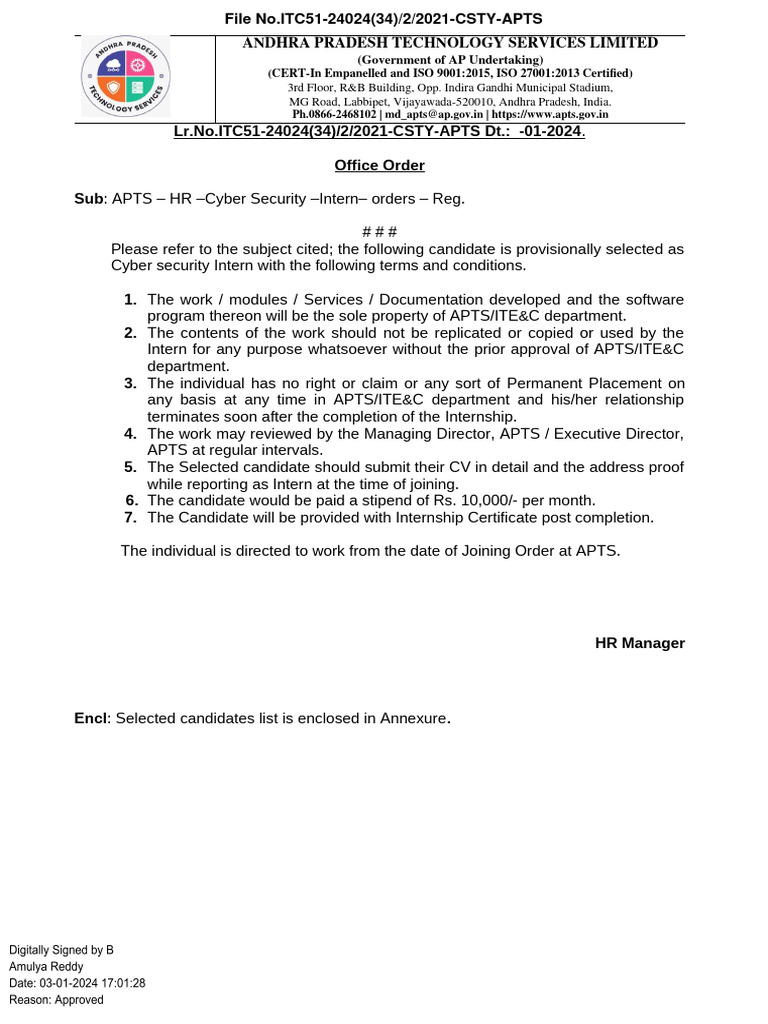 Office Order of Interns 2024 | PDF