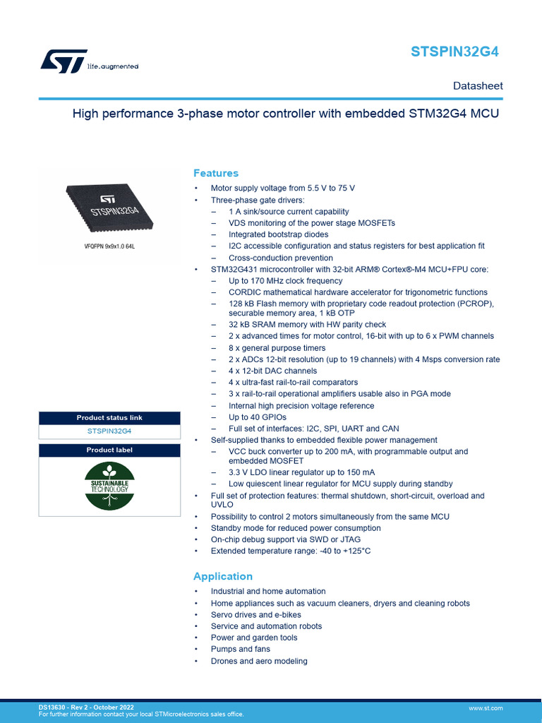 Stspin 32 G 4 | PDF | Microcontroller | Analog To Digital Converter