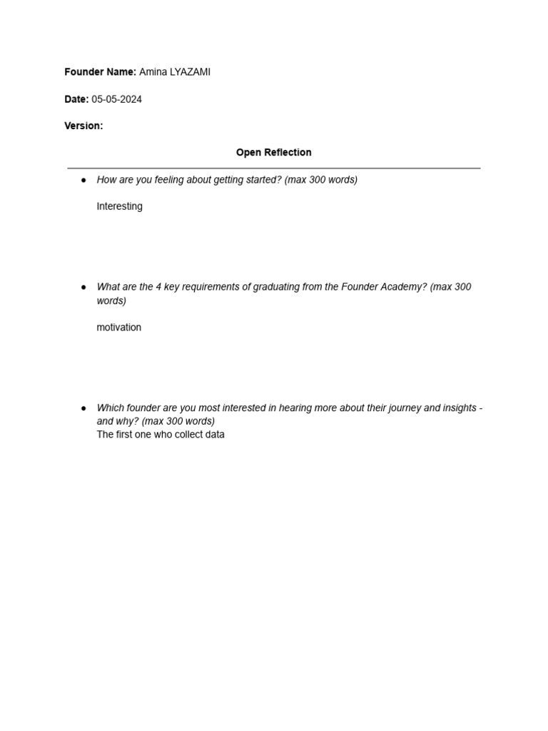 Copie de Open Reflection Deliverable | PDF