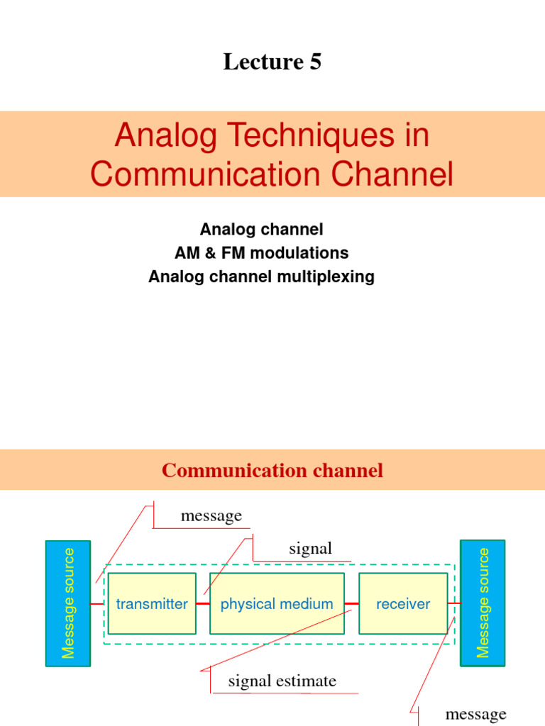 Analog Techniques in Communication Channel: Analog Channel AM & FM Modulations Analog Channel ...