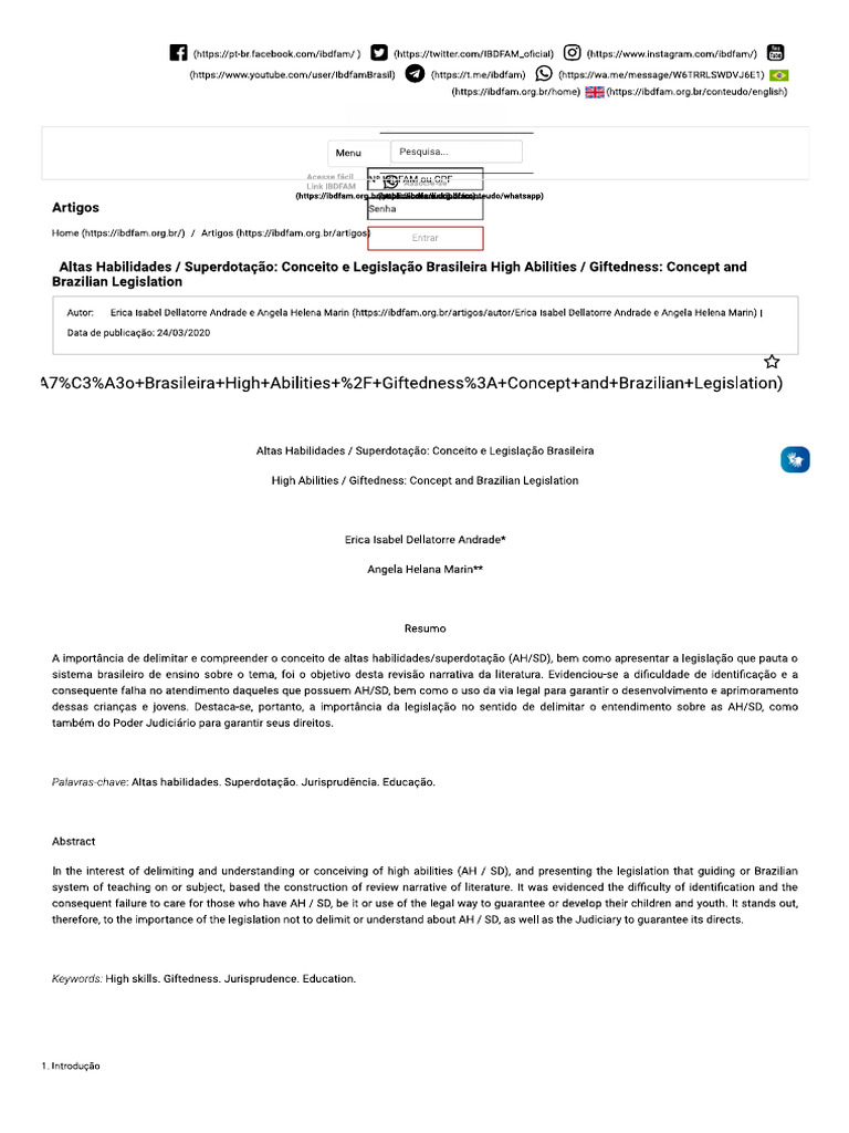 IBDFAM - Altas Habilidades - Superdotaçã... Ess - Concept and Brazilian ...