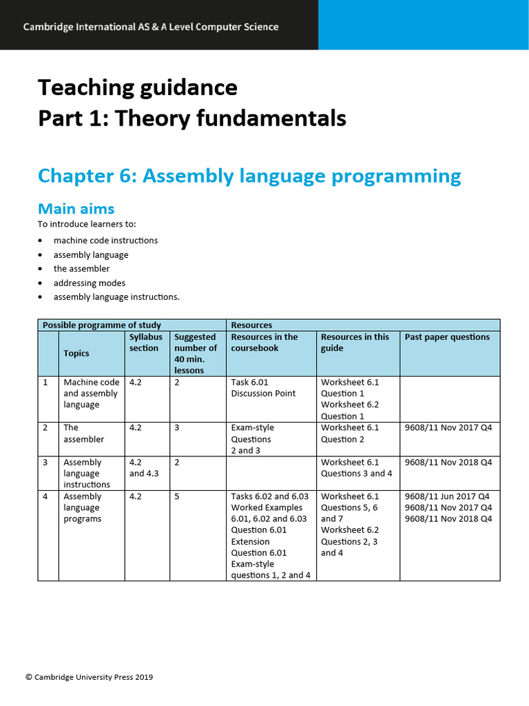 Chapter_6_Teaching_Guidance | PDF | Assembly Language | Learning