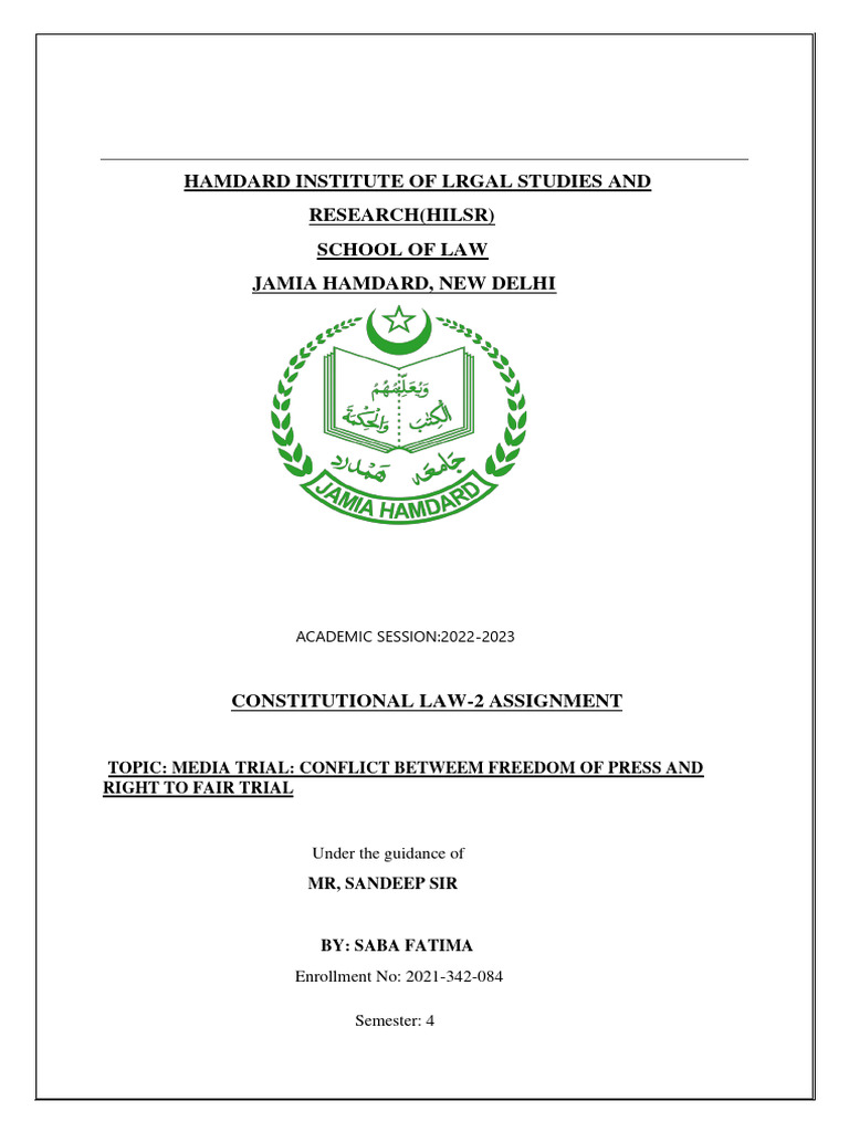 Constitutional Law J Saba Fatima | PDF | Presumption Of Innocence ...