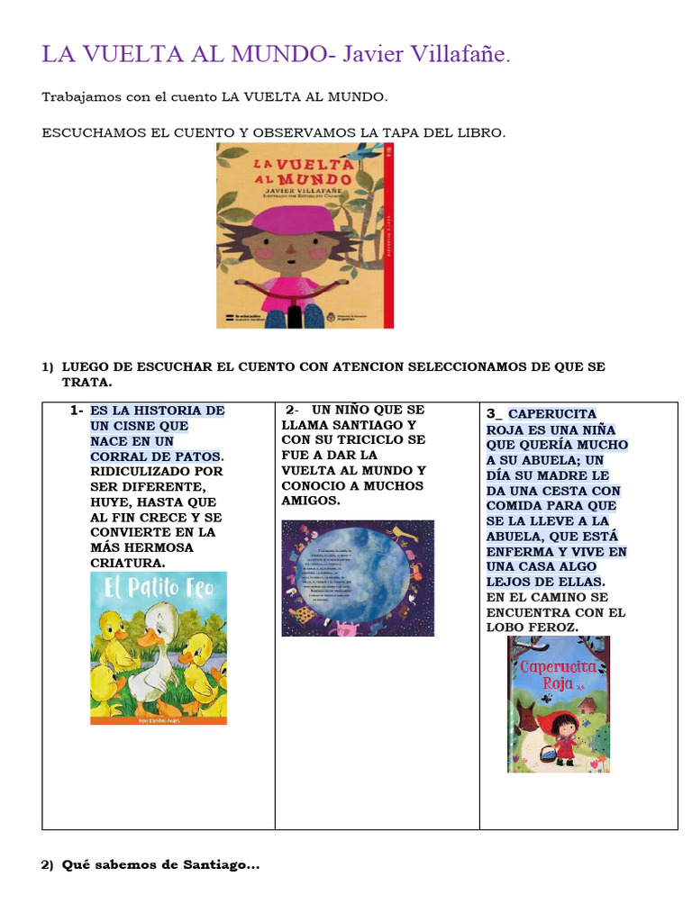 Plan de Clase Cuento La Vuelta Al Mundo. | PDF