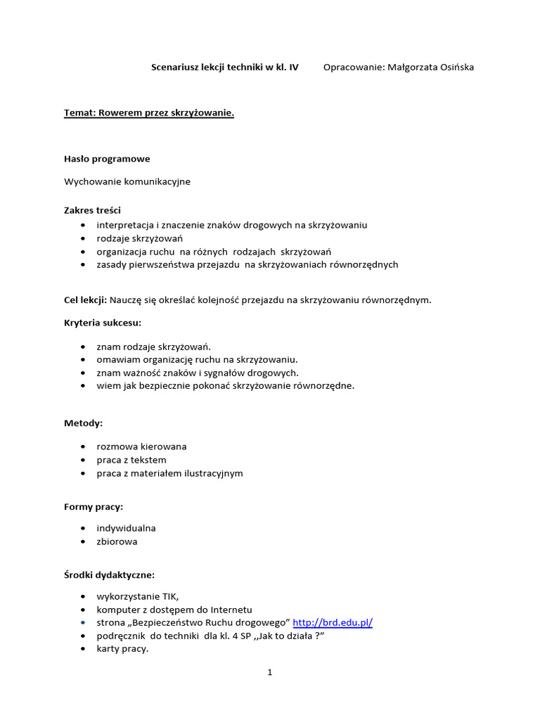 Scenariusz Lekcji Techniki-Skonwertowany | PDF