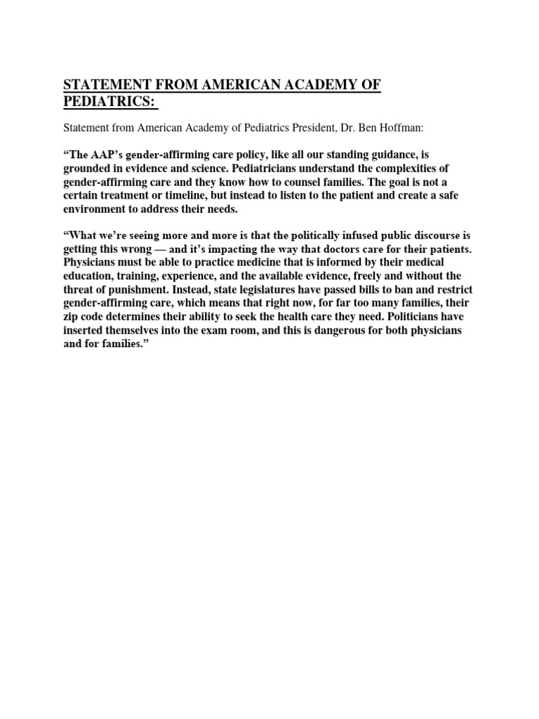 Statement From AAP | PDF