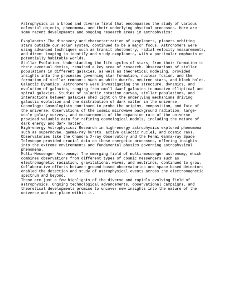 Recent Advances in Astrophysics | PDF | Astrophysics | Astronomy