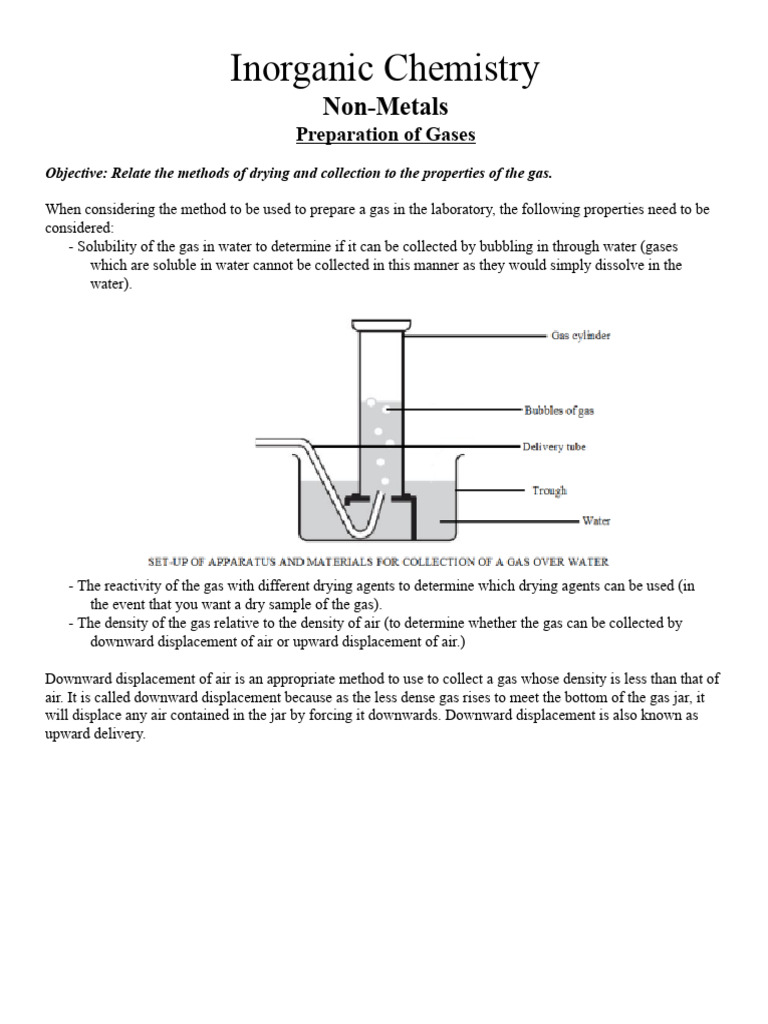 Inorganic Chemistry Handout (Preparation of Gases) | PDF | Ammonia | Oxide