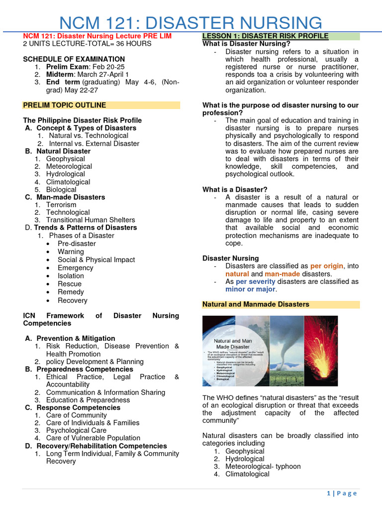 NCM 121 DN Notes Compiled | PDF | Natural Disasters | Emergency Management