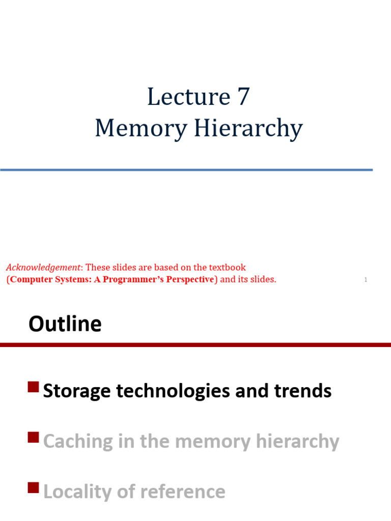 LEC07 Memory Hierarchy | PDF | Cpu Cache | Random Access Memory
