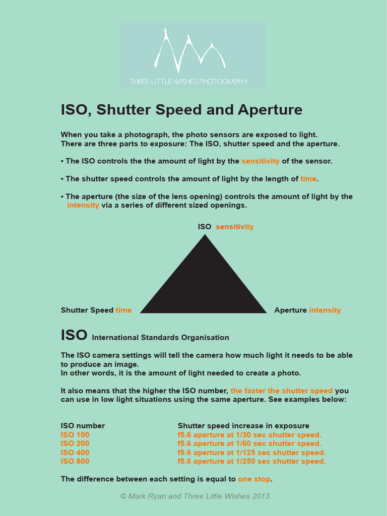 Understanding ISO, Shutter Speed, and Aperture | PDF | Shutter Speed ...