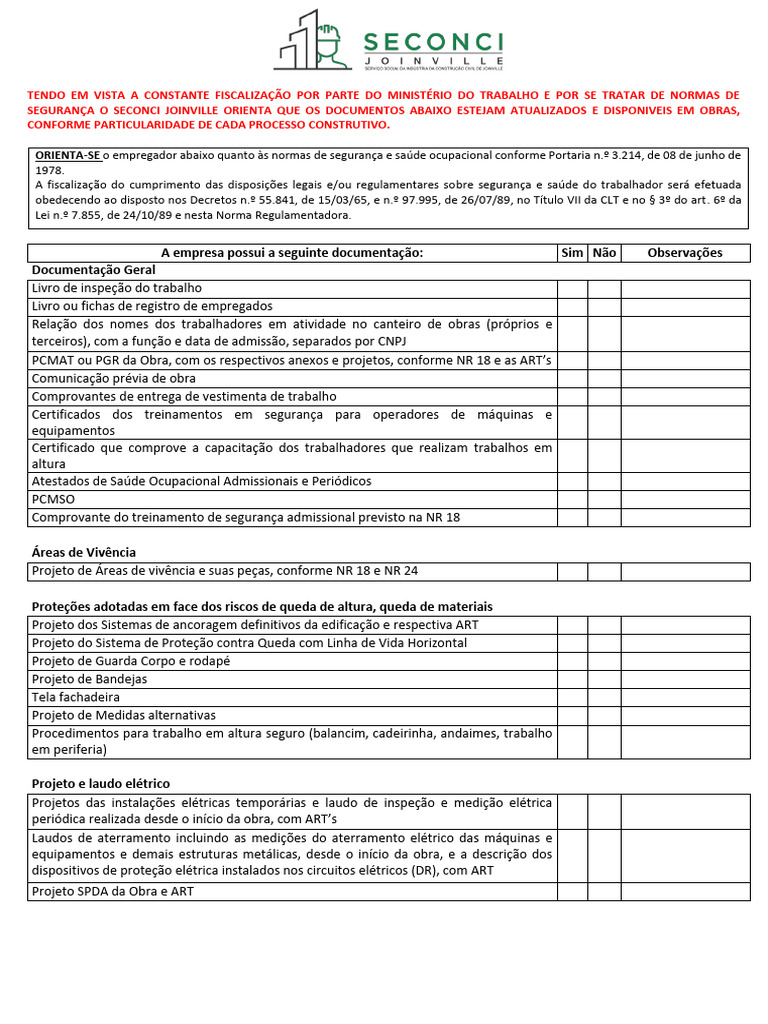 Checklist Documental Seconci | PDF