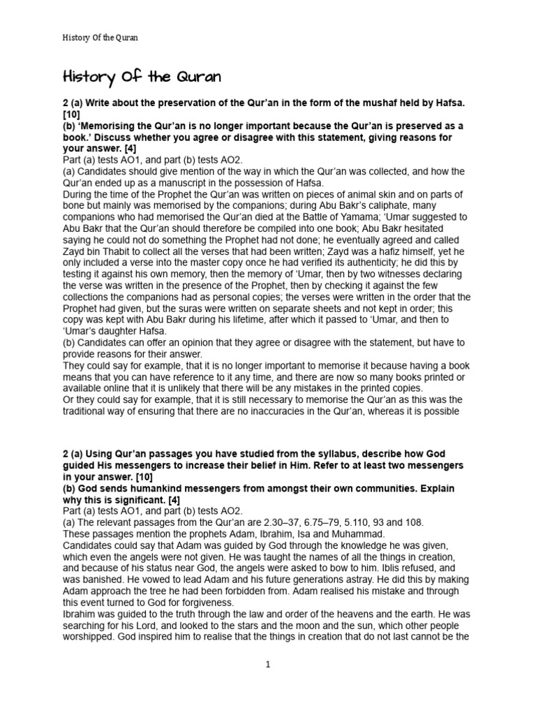History Of the Quran (1) - Google Docs | PDF | Quran | Islam