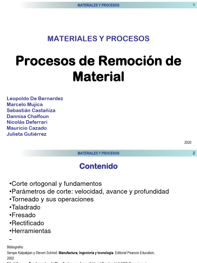 Procesos de Remocion de Materiales - 2022 | PDF | Perforar | Procesos industriales