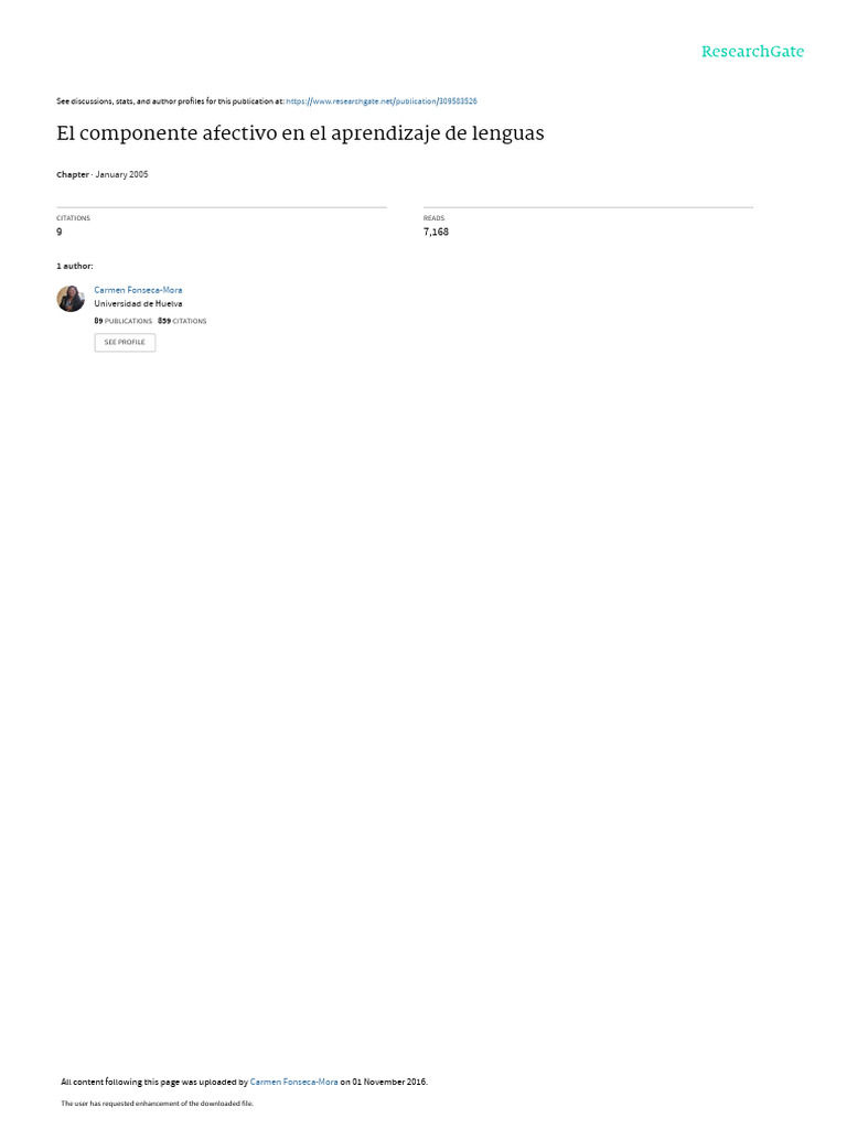 El Componente Afectivo en El Aprendizaje de Lenguas: January 2005 | PDF ...