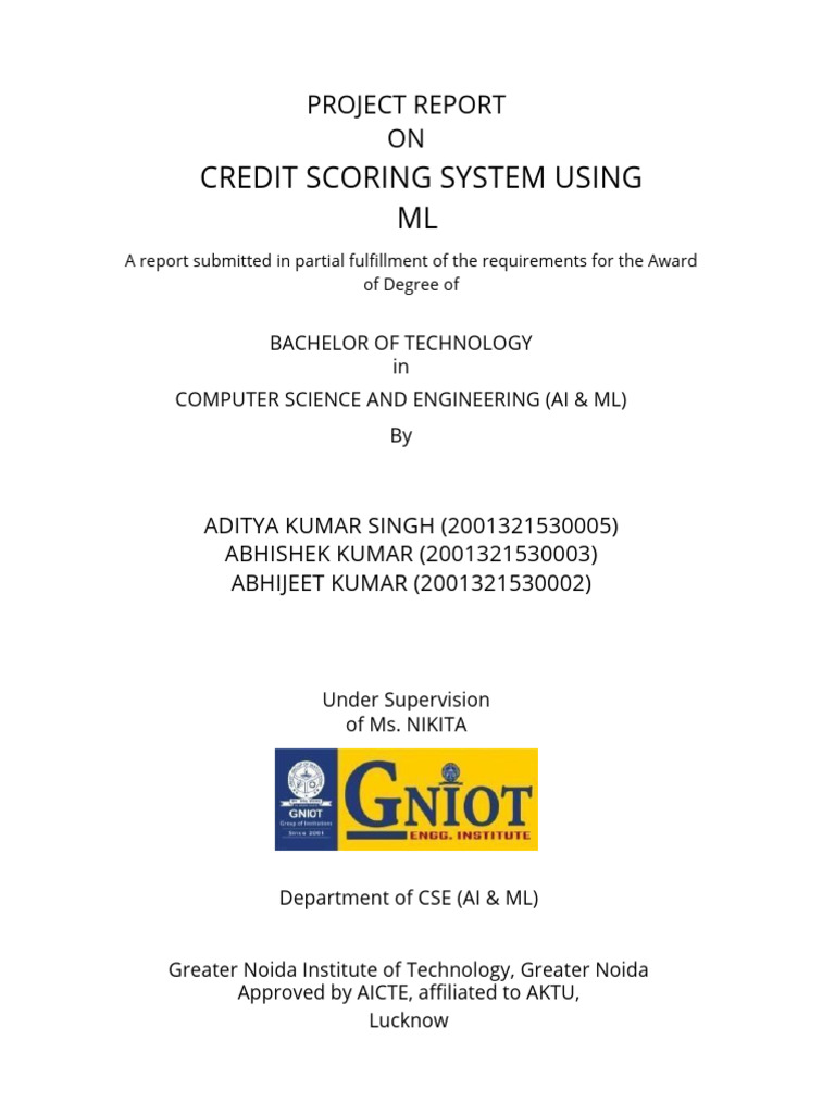Credit Scoring System Using ML Report | PDF | Credit Score | Predictive ...
