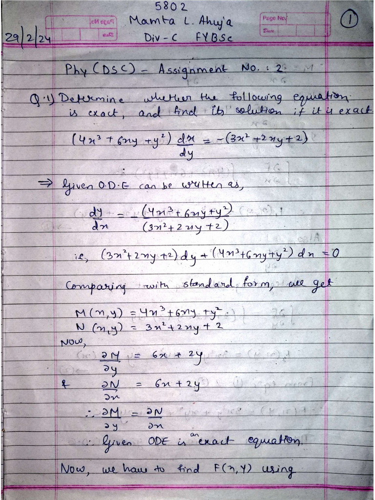 Phy (DSC) Assignment2 5802 FYBSc C | PDF
