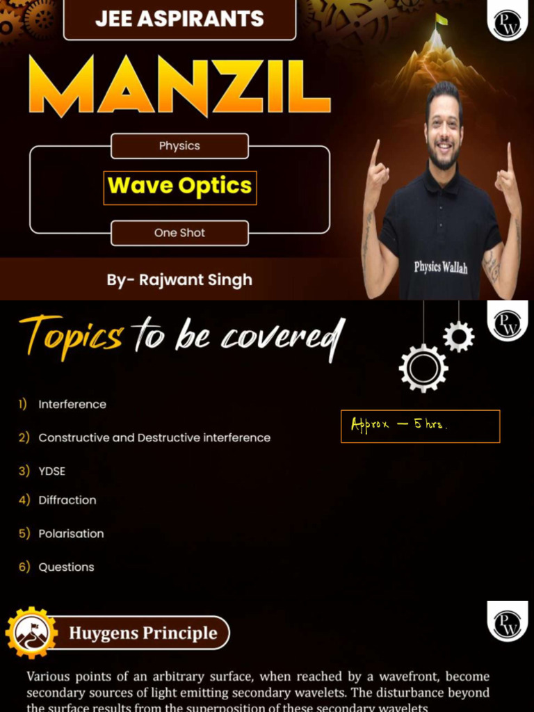 Wave Optics - Class Notes (One Shot) - Manzil JEE 2024 | PDF