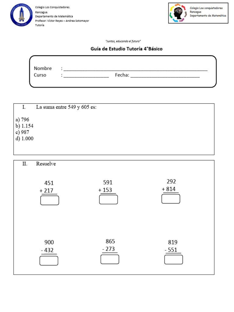pre prueba tutoria 4to | PDF | Problemas de educación | Enseñando