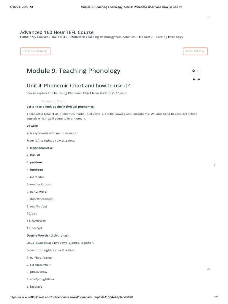 Phonemic Chart Usage in Phonology Teaching | PDF | Stress (Linguistics) | Vowel
