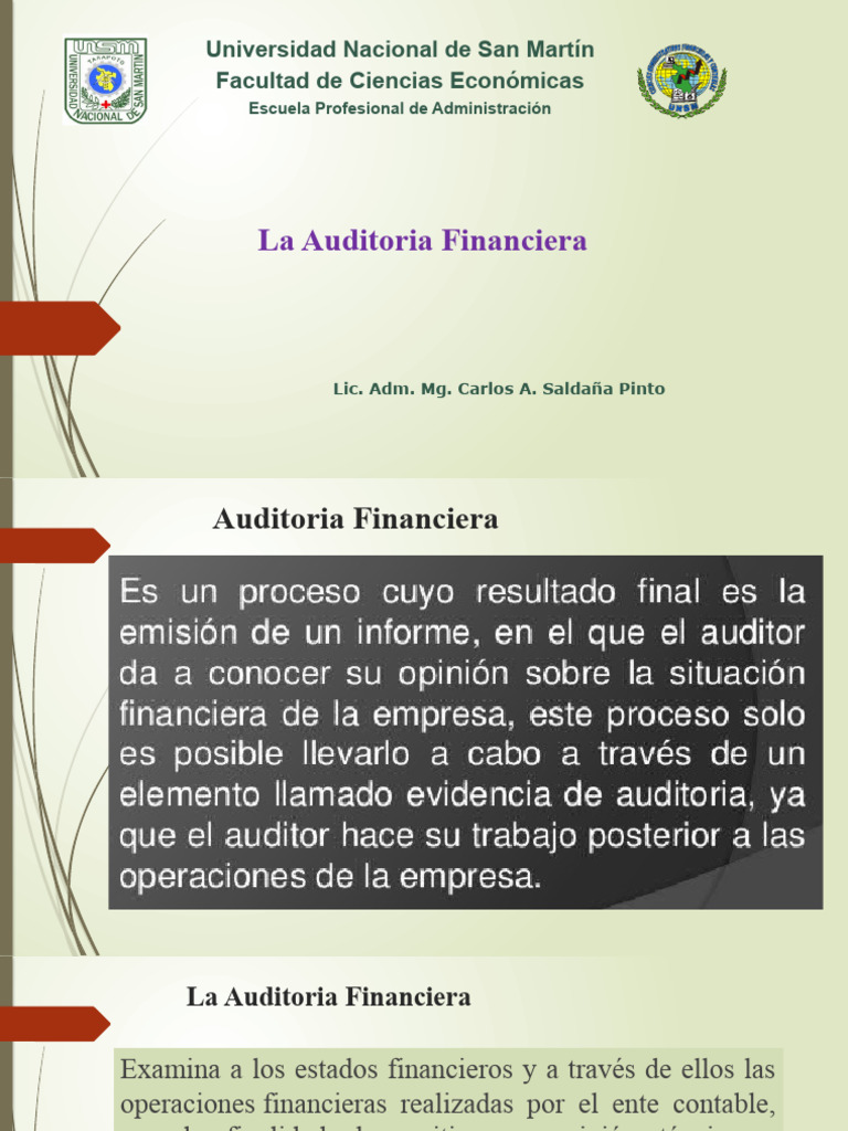 04 Diapositivas La Auditoria Financiera | PDF | Auditoría | Contabilidad