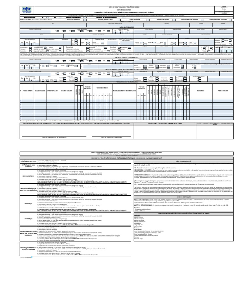 Formulario de Afiliación Comfamiliar | PDF | Documento de identidad | Salario mínimo