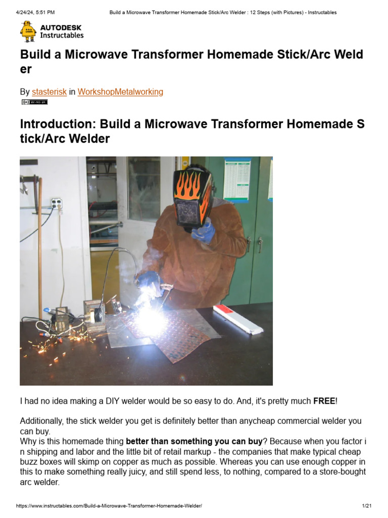 Build A Microwave Transformer Homemade Stick - Arc Welder - 12 Steps (With Pictures ...