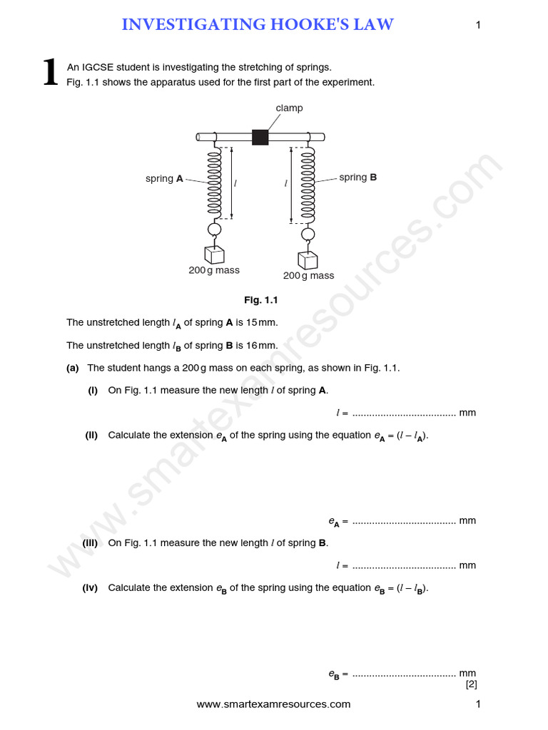 1.9.3-Investigating Hookes Law-Set-1-Qp-Ms | PDF | Physics | Applied ...