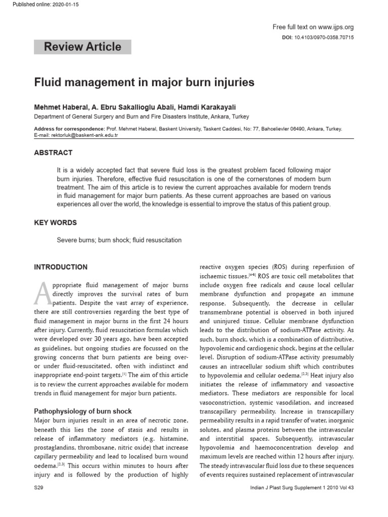 Fluid Management in Major Burn Injuries | PDF | Burn | Shock (Circulatory)