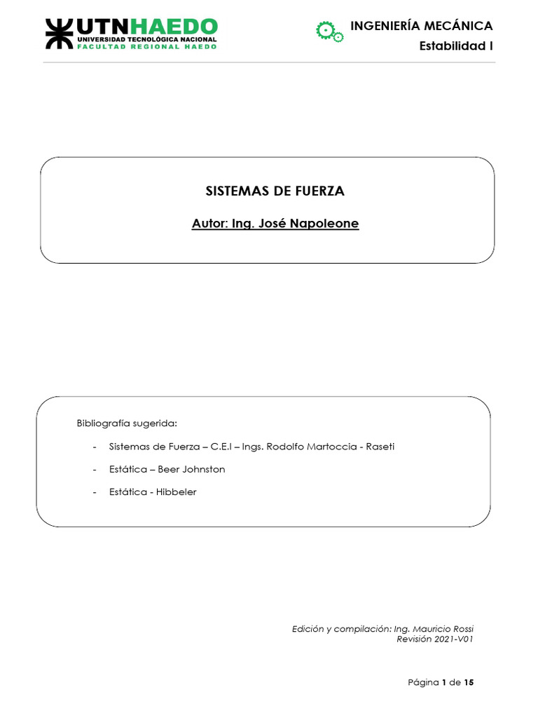 Teoria - Sistemas de Fuerza | PDF | Vector Euclidiano | Fuerza