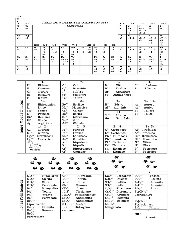 Iones y Números de Oxidación | PDF | Sustancias químicas | Compuestos ...