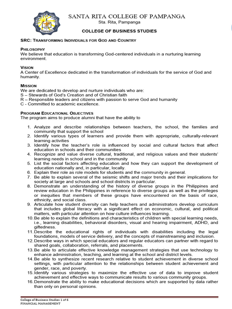 Syllabus Financial Management | PDF | Educational Assessment | Learning