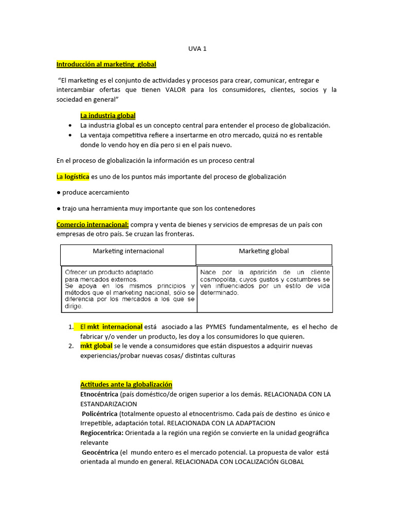 Marketing Global - (Original) | PDF | Marketing | Exportaciones