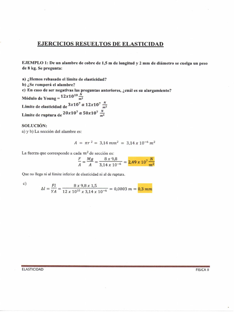 Ejer - Res. de Elasticidad 2021a | PDF