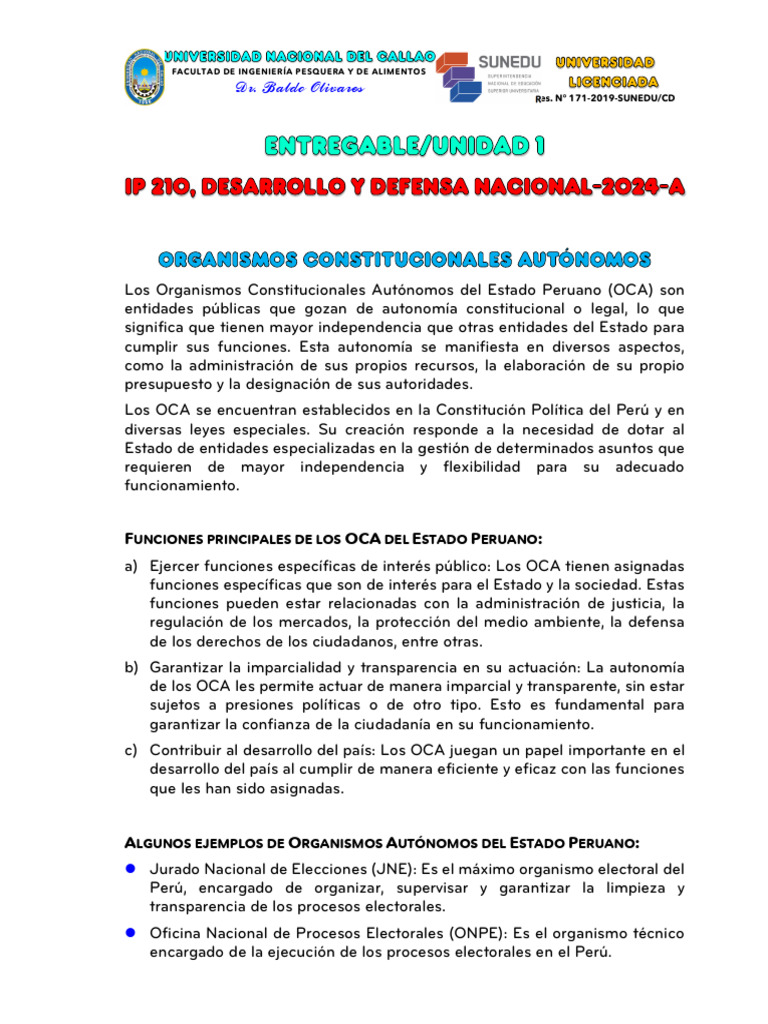 Entregable U1-IP 210 Desarrollo y Defensa Nacional 2024-A | Descargar gratis PDF | Estado ...