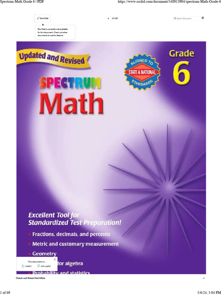 Spectrum Math Grade 6 | PDF | Scribd | Electronic Publishing
