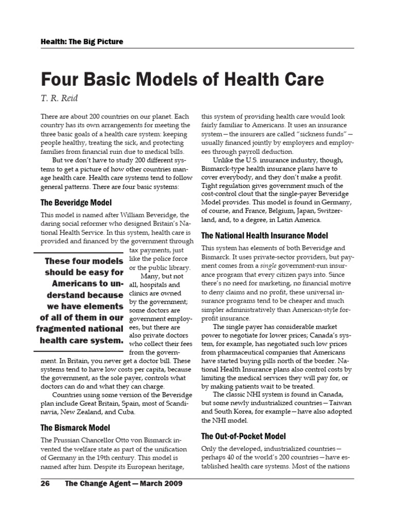 Four Basic Models of Health Care | PDF | Social Programs | Economies