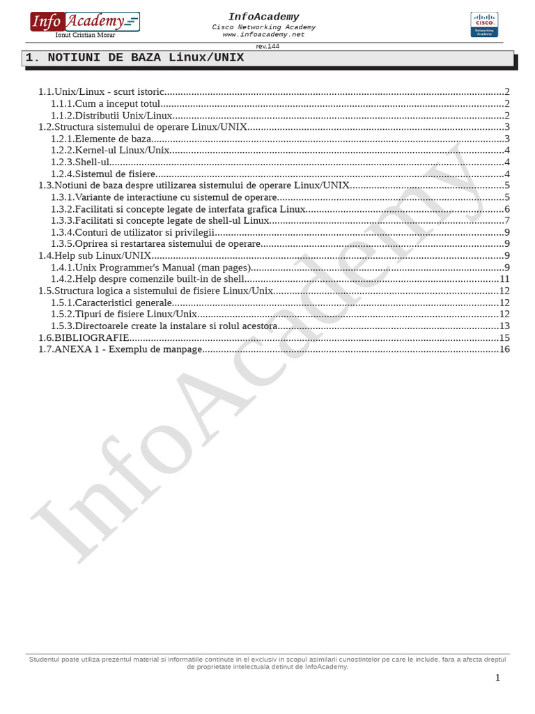 InfoAcademy-Linux_01 - Istoric, Notiuni de Baza Rev.144[ENC]_decrypted | PDF