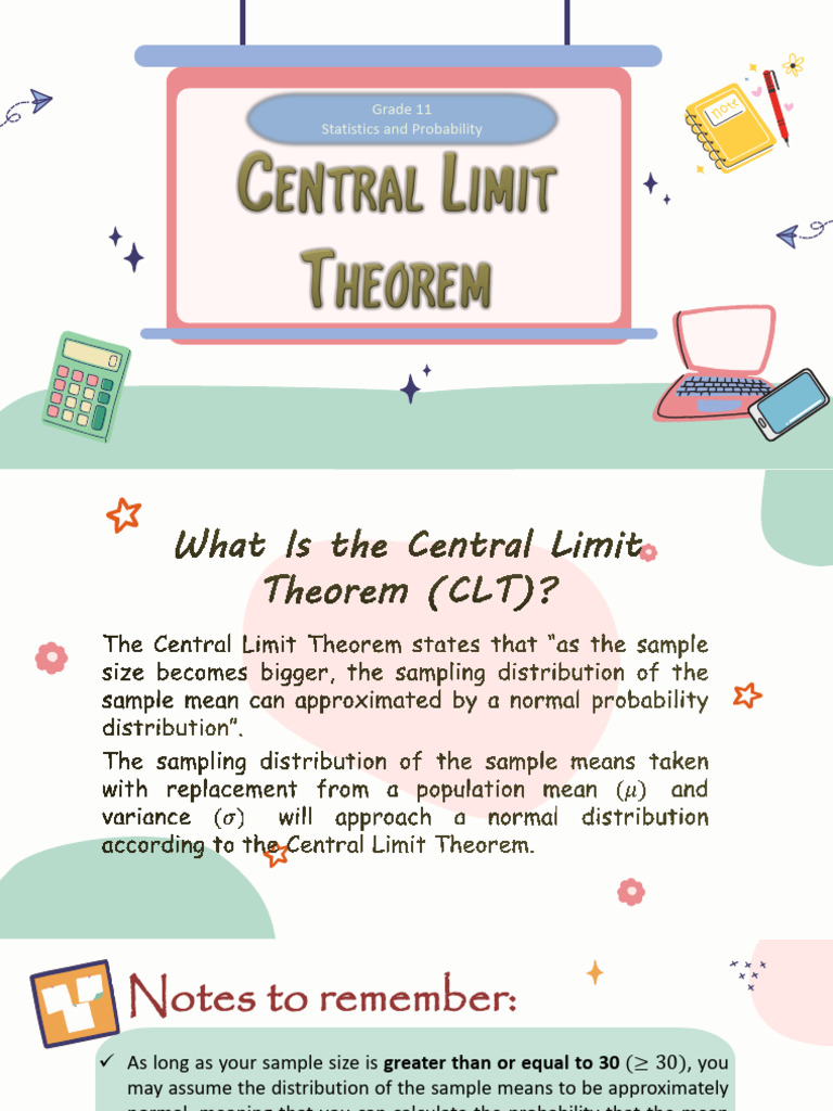 4THQUARTERLESSON3-CENTRAL-LIMIT-THEOREM (1) | PDF | Standard Score | Mean