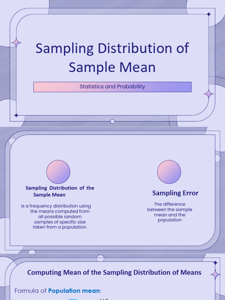 Sampling Distribution of Sample Means | PDF | Mean | Sampling (Statistics)